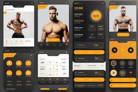 Fitness App Ui Ux Design Ui Design Concept With Web Elements Of Workout Application For Mobile