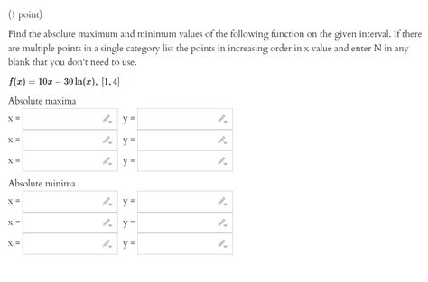 Solved 1 Point Find The Absolute Maximum And Minimum