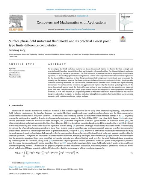 Pdf Surface Phase Field Surfactant Fluid Model And Its Practical Closest Point Type Finite