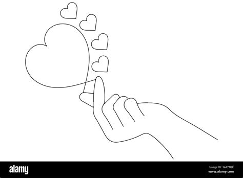 Love Shape Continuous One Line Art Drawing Of Hard Shape Outline Line Vector Illustration Stock