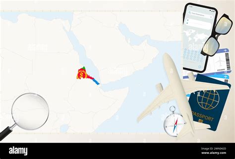 Eritrea Map And Flag Cargo Plane On The Detailed Map Of Eritrea With Flag Passport Magnifying