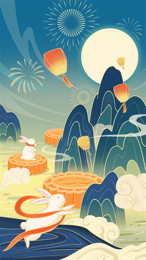 中秋国潮插画童米米 站酷zcool