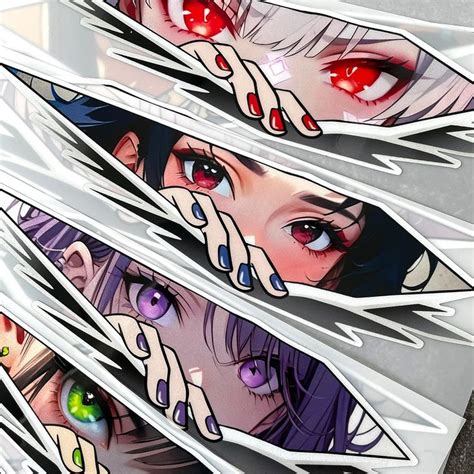 Jdm Anime Gir Gaze Peeking Eyes Reflective Car Stickers Motorcycle Moto