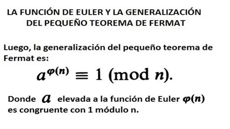 Función De Euler Y Generalización Del Pequeño Teorema De Fermat Youtube