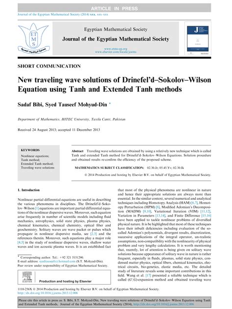Pdf New Traveling Wave Solutions Of Drinefeldsokolovwilson