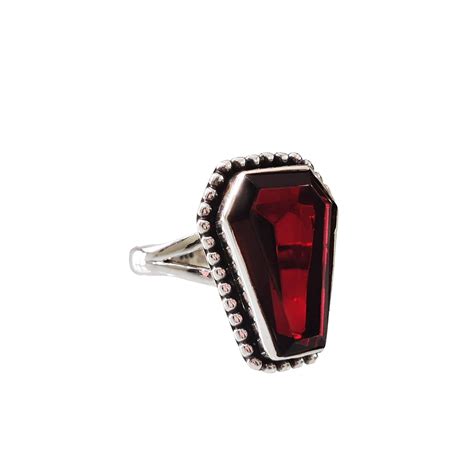 Coffin Red Garnet Ring Natural Garnet Ring January Birthstone Womens