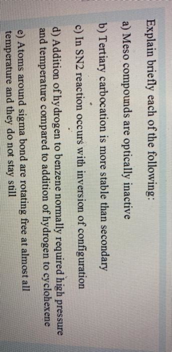 Solved Explain Briefly Each Of The Following A Meso