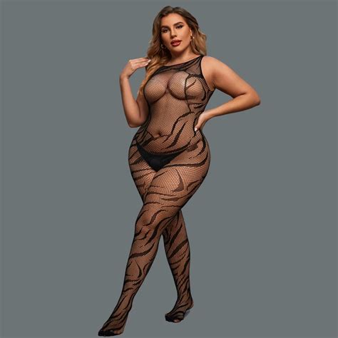 Plus Size Sexy Underwear Jacquard Jumpsuit Open File Temptation Sexy