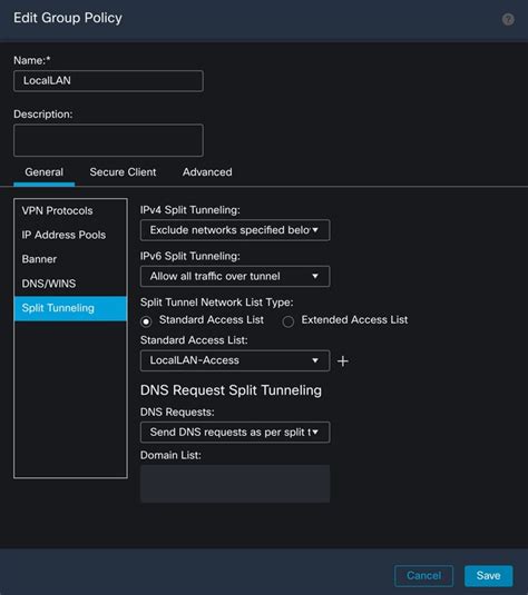 configure local lan access for secure client cisco
