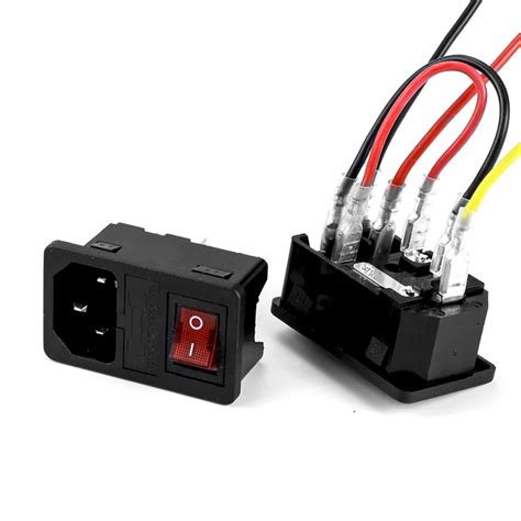 Pin IEC C Inlet Module Plug Fuse Switch Male AC Power Socket A V With Wire