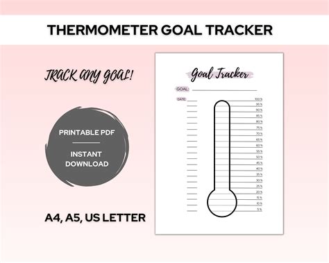 Thermometer Goal Tracker Goal Setting Thermometer Fundraising Thermometer Poster Printable Thermometer Goal Tracker Goal Setting Thermometer Fundraising Thermometer Poster Printable