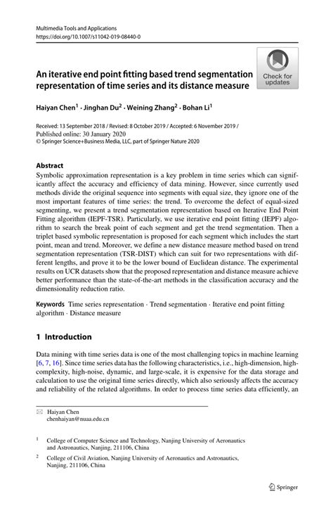 Pdf An Iterative End Point Fitting Based Trend Segmentation Representation Of Time Series And