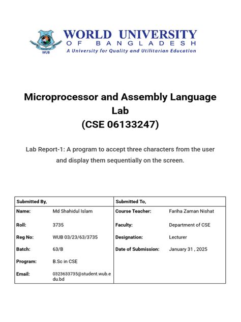 Microprocessor Lab Report 1 Pdf