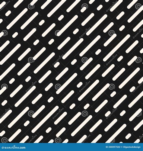 Diagonal Dash Line Pattern Vector Geometric Black And White Seamless Texture Stock Vector
