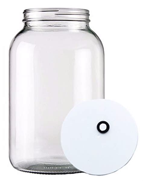 One Gallon Wide Mouth Glass Jar With Grommeted Lid