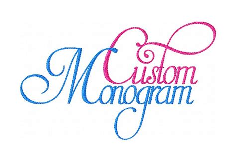 Custom Monogram Embroidery Design Script Font Name Etsy