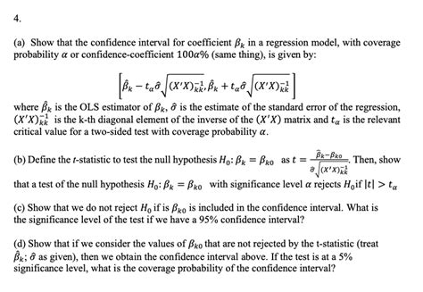 A Show That The Confidence Interval For Coefficient