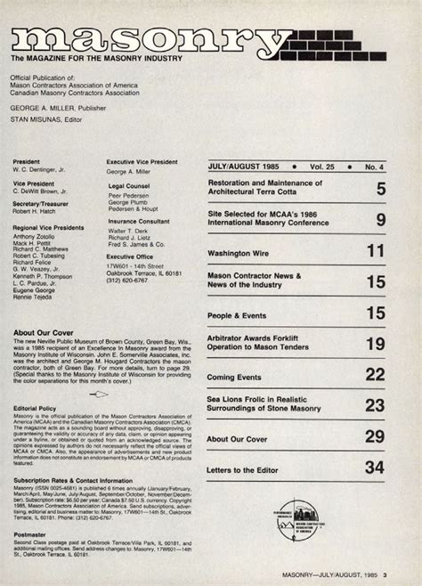 Masonry Magazine August 1985 Page 3