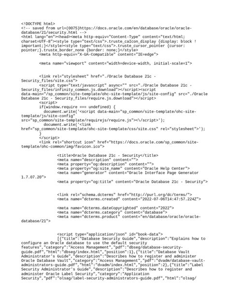 Oracle Database 21c Security Pdf Oracle Corporation Software