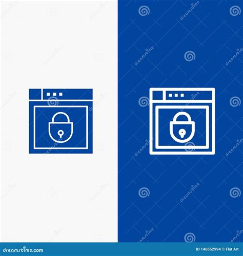 Internet Password Shield Web Security Line And Glyph Solid Icon Blue Banner Line And Glyph