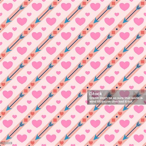 핑크 하트 그린 도트 파스텔 핑크 배경 벡터 원활한 패턴 발렌타인 데이 카드 장식을위한 요소 플란넬 타탄 일반 직물 섬유 인쇄 벽지 및 종이 포장 2월에 대한 스톡 벡터