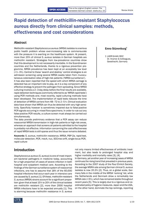 Pdf Rapid Detection Of Methicillin Resistant Staphylococcus Aureus