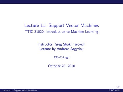 support vector machines introduction to machine learning lecture 11 computer science lecture
