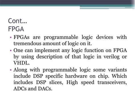 Implementation Of Dsp Algorithms On Fpga Pptx