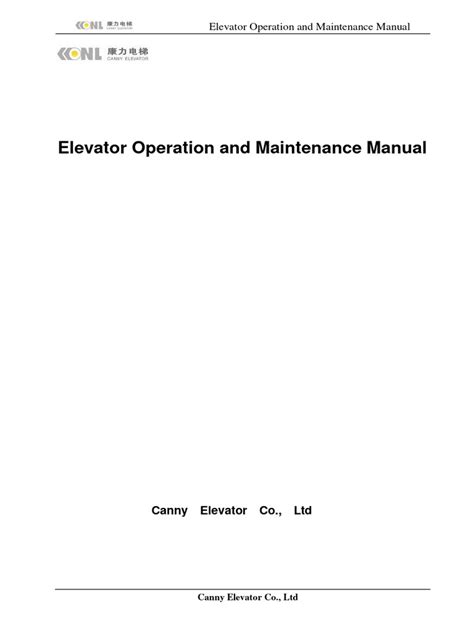 Elevator Operation And Maintenance Manual 2011 Pdf Elevator