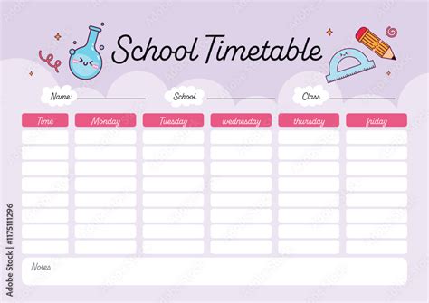 School Timetable Weekly Class Schedule School Timetable Template With