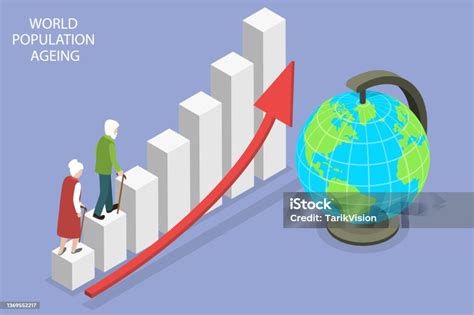 세계 인구 고령화의 3d Isometric 플랫 벡터 개념 적 그림 노령화 인구에 대한 스톡 벡터 아트 및 기타 이미지 노령화 인구 등측투영법 인구 폭발 Istock