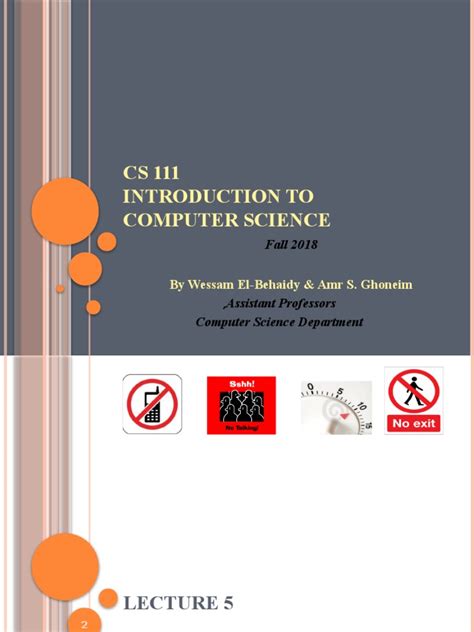 Cs 111 Introduction To Computer Science By Wessam El Behaidy And Amr S