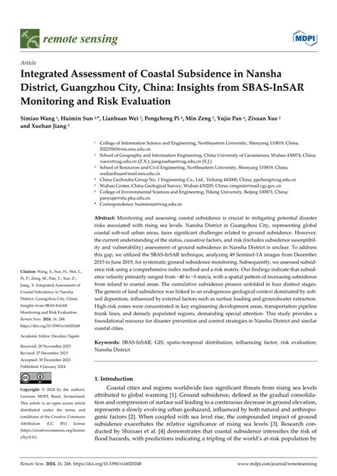 Pdf Integrated Assessment Of Coastal Subsidence In Nansha District Guangzhou City China