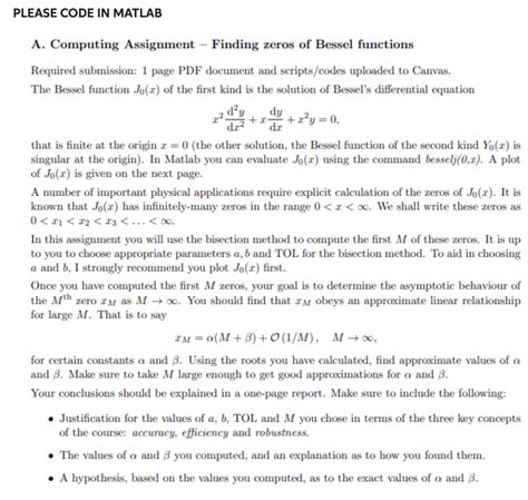 Solved A Computing Assignment Finding Zeros Of Bessel