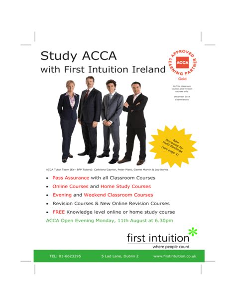 Acca Course Advertisement First Intuition Ireland