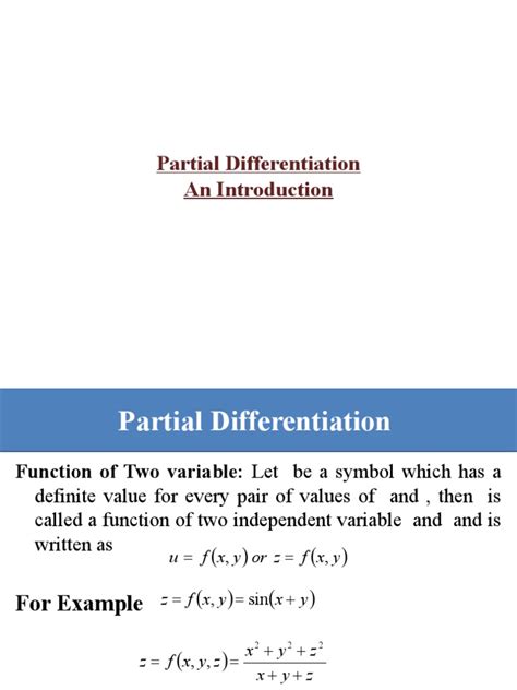 Lecture 1 Partial Differentiation Pdf Derivative Variable