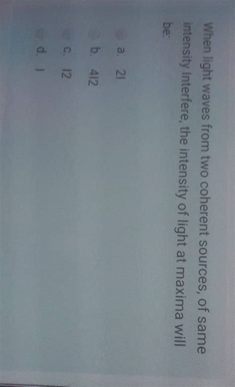 When Light Waves From Two Coherent Sources Of Same Intensity Interfere