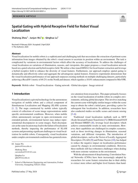 Pdf Spatial Gating With Hybrid Receptive Field For Robot Visual Localization