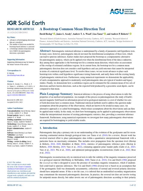 A Bootstrap Common Mean Direction Test Pdf