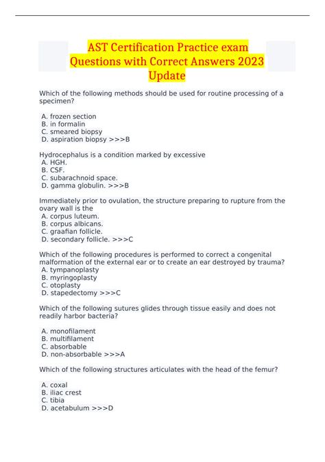 Ast Certification Practice Exam Questions With Correct Answers 2023 Update Ast Certification