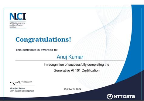 Anuj Kumar On Linkedin Happy To Announce That I Have Obtained A New Certification From Ntt Data
