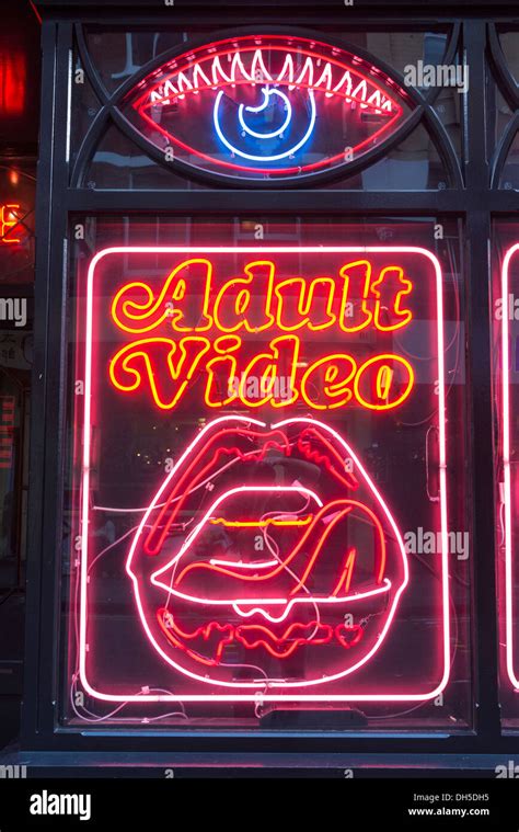 Neon Sex Shop Style Signs Outside La Bodega Negra Restaurant Soho London England Uk Stock