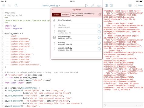 Unable To Launch Stash Py In Pythonista For Ios Issue Ywangd Stash Github