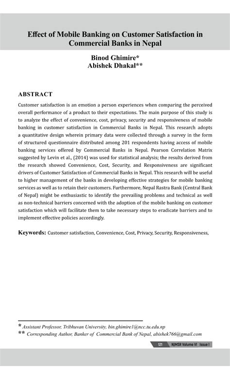 Pdf Effect Of Mobile Banking On Customer Satisfaction In Commercial Banks In Nepal