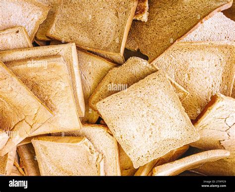 A Pile Of White Dry Or Plain Bread Pattern Texture Background Flat