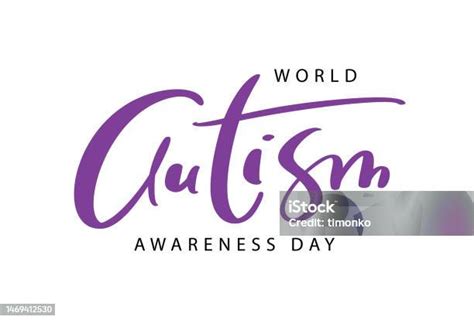 세계 자폐증 인식의 날 벡터 붓글씨 로고 텍스트 손으로 붓글씨 글자를 그립니다 배너 포스터 전단지 소셜 미디어 인사말 카드 4월에 대한 스톡 벡터 아트 및 기타 이미지