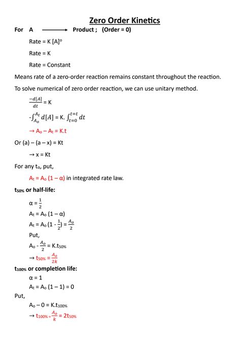 Solution 2b Chemical Kinetics Integrated Rate Law Degree Of Completion Zero First And Secons