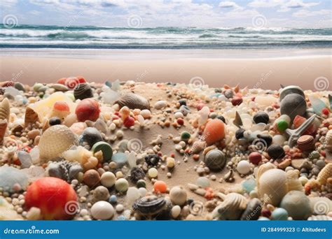 Magnified View Of Microplastics In Sand From A Beach Stock Image