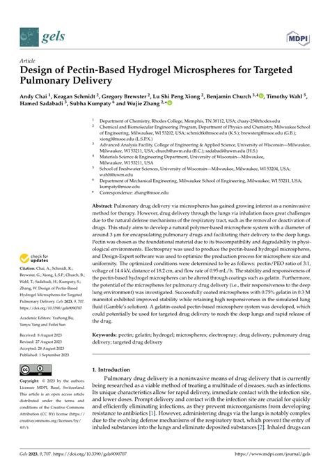 Pdf Design Of Pectin Based Hydrogel Microspheres For Targeted Pulmonary Delivery
