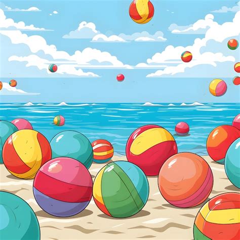 Premium Ai Image Cartoon Beach Balls